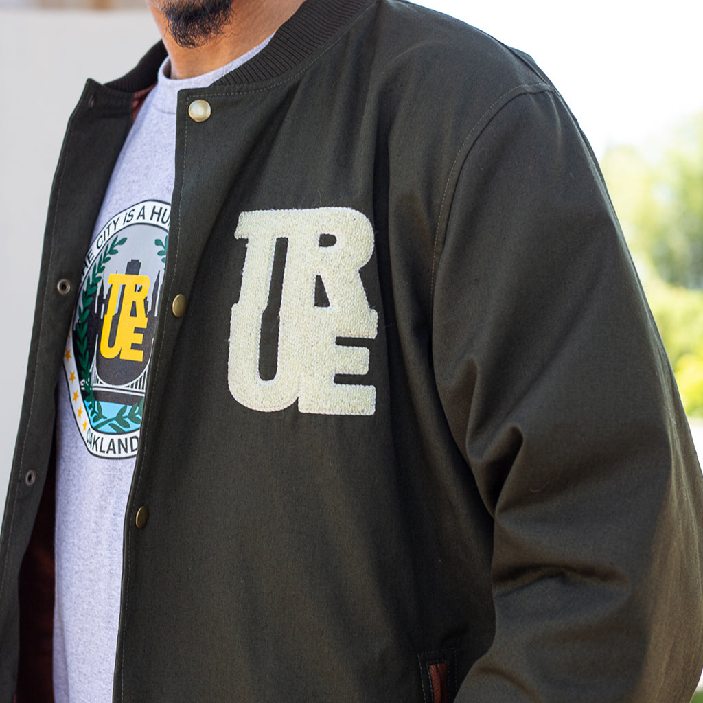Men's True General Purpose Varsity Jacket Olive – Shop True Clothing